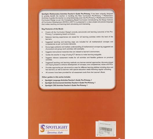 Spotlight Mathematics Activities Teacher’s Guide PP1 - Back2school Plus